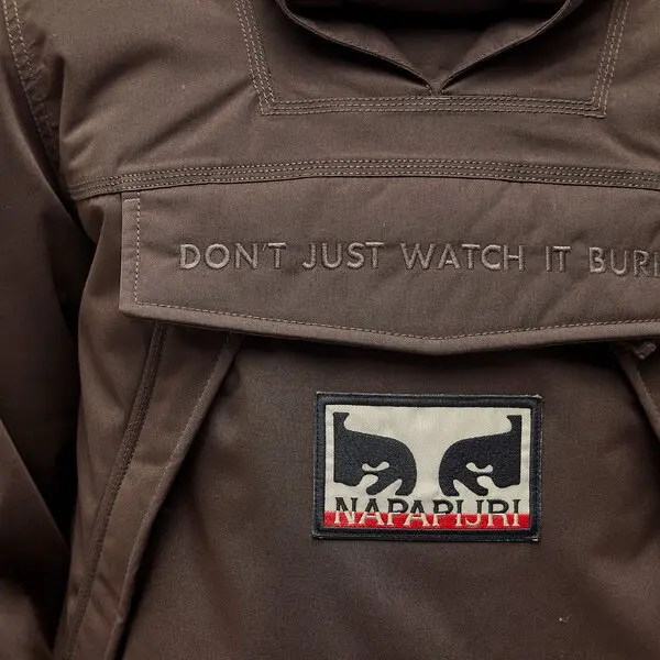 Napapijri X Obey Skidoo Pop Over Jacket In Brown Ebony - 70% Off